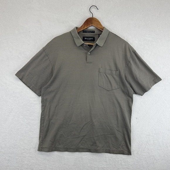 Brandini | Shirts | Brandini Polo Shirt Mens Medium Gray Stripe ...